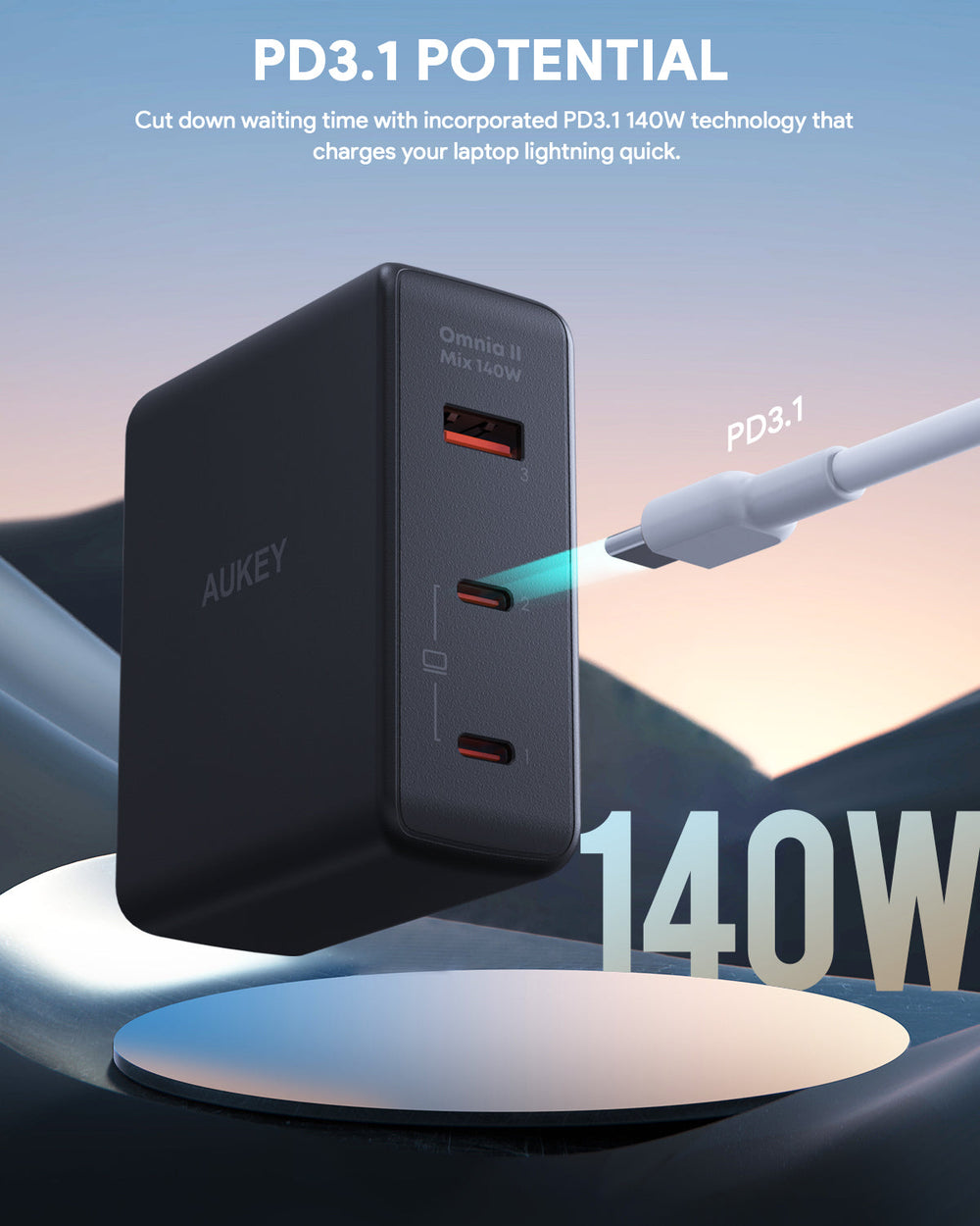 AUKEY PA-B7O Omnia II Mix 140W Wall Charger