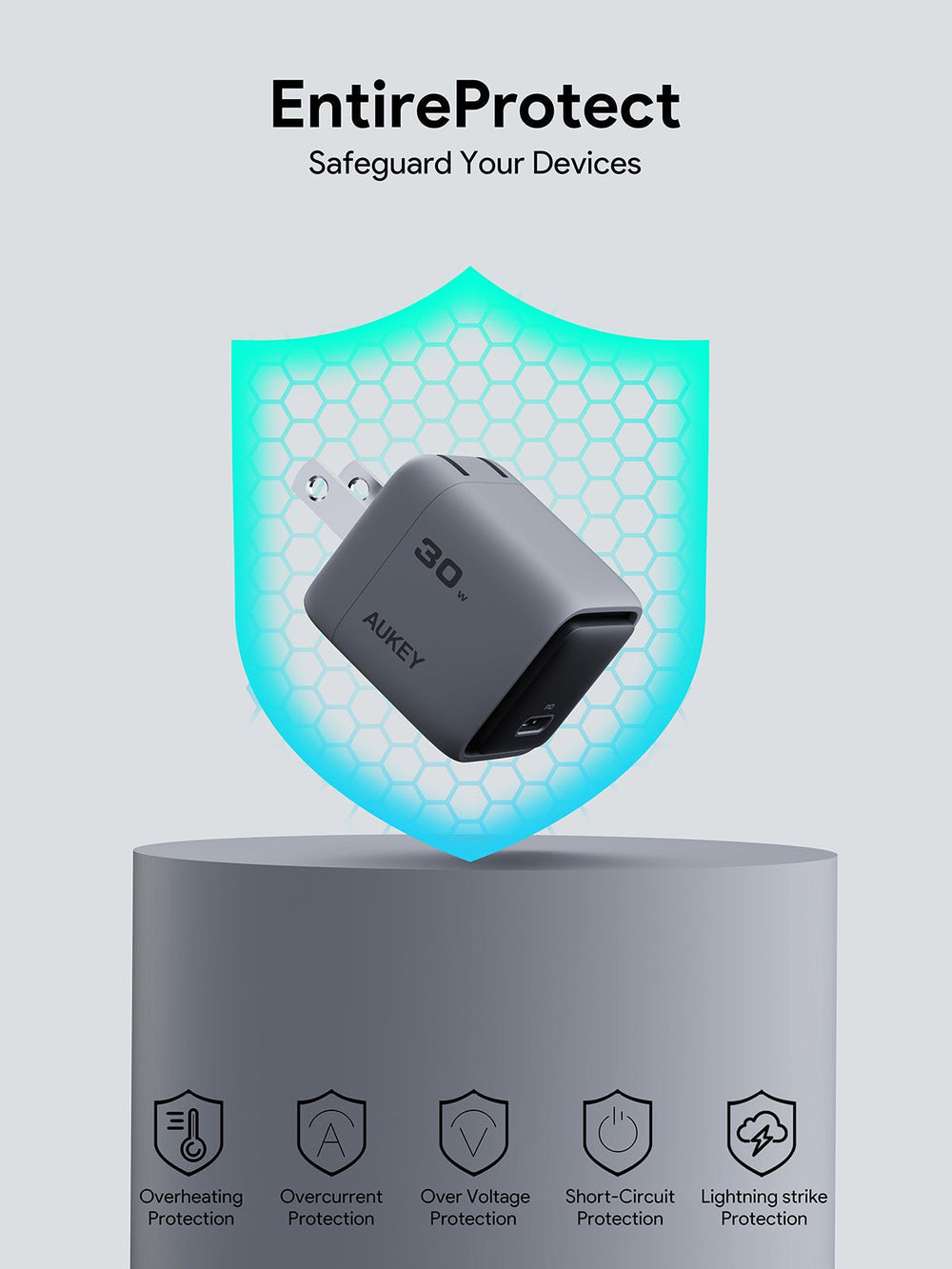 30W PD Wall Charger AUKEY PA-C1 Super Comet with GaN Technology