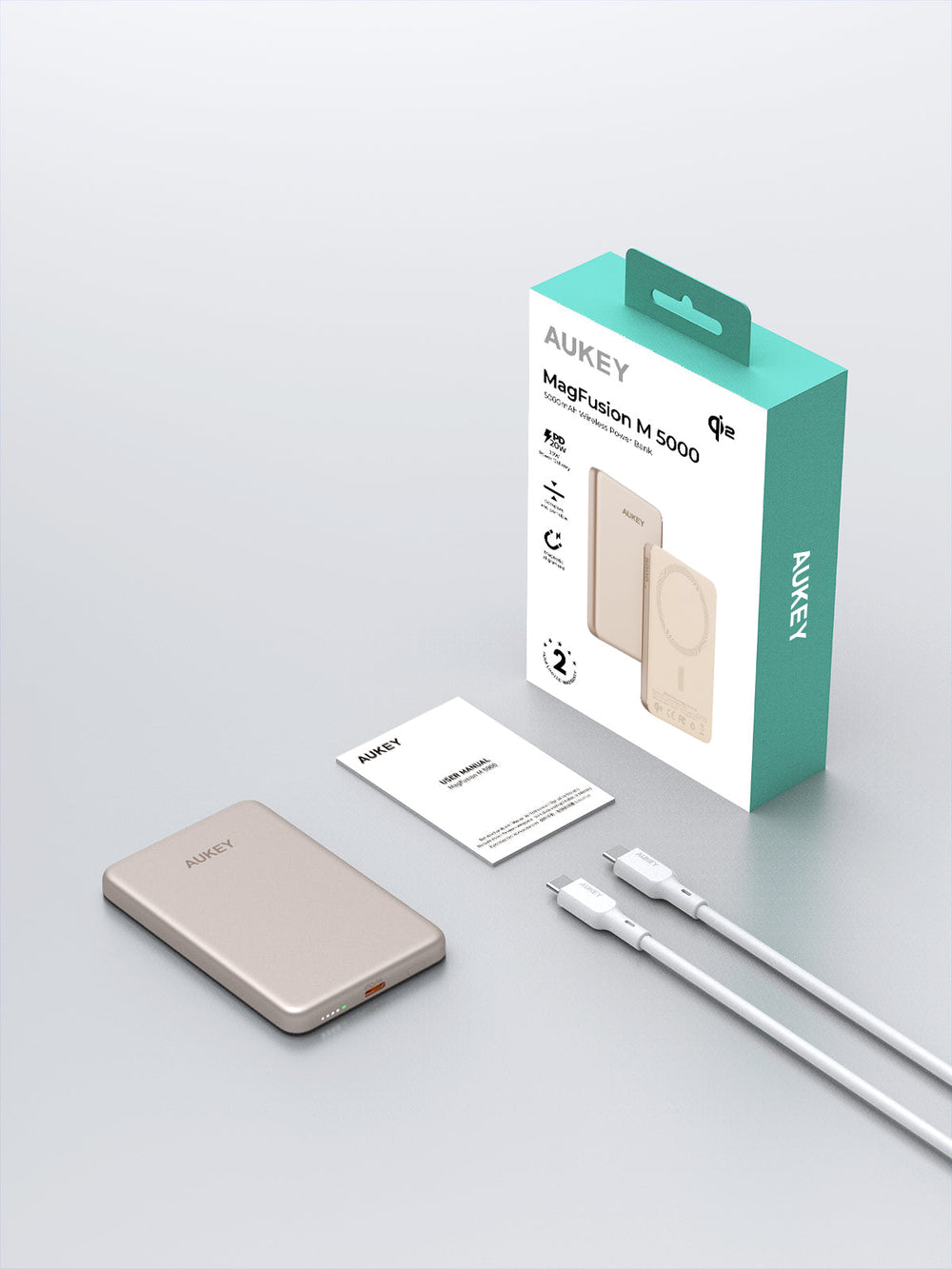 Power Bank AUKEY MagFusion M 5000 20W Qi2 battery pack PB-MS07