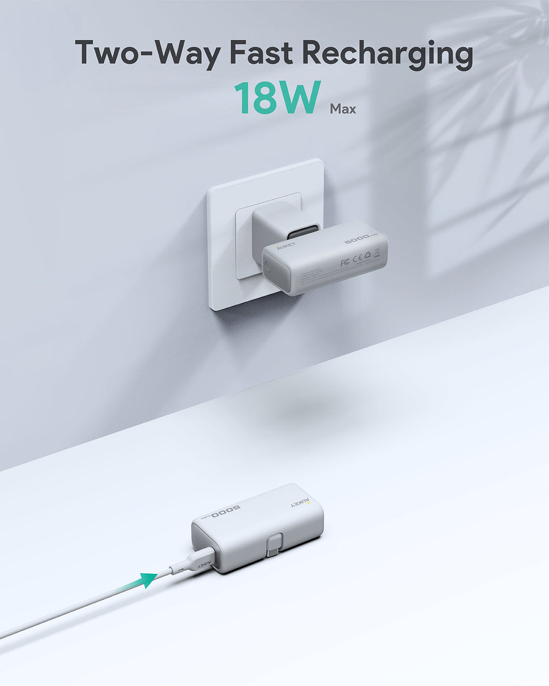 AUKEY PB-Y59 Spark Mini 5000 Portable Power Bank with Built-in USB-C P