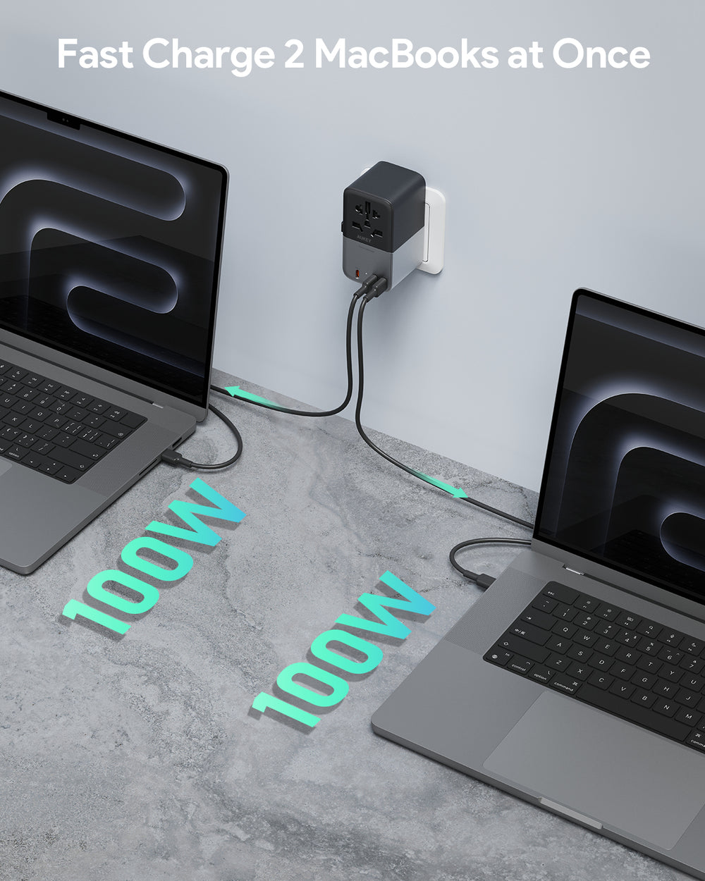 AUKEY PA-TA09A Travel Mate 100W GaN Universal Adapter with USB Ports